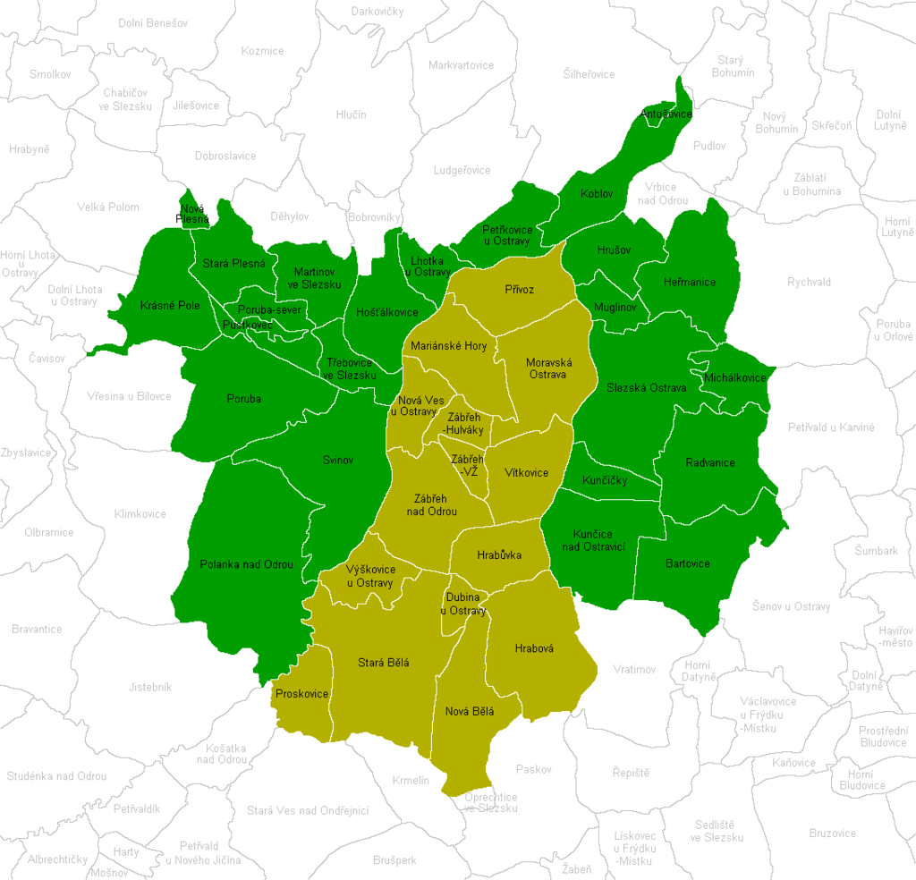 Mapa - katastrální území Ostravy | Rádi cestujeme | nejen levné letenky ...